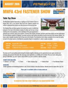 MWFA 43rd Fastener Show – Exhibitor Registration and Guest Passes – Mid-West Fastener Association